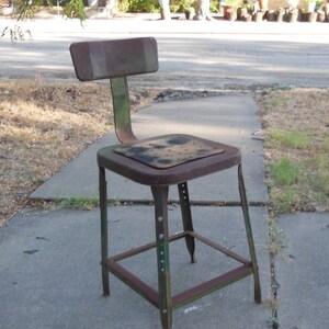 Antique Iron Industrial Age Stoolchair Adjustable Angle Iron Metal ...