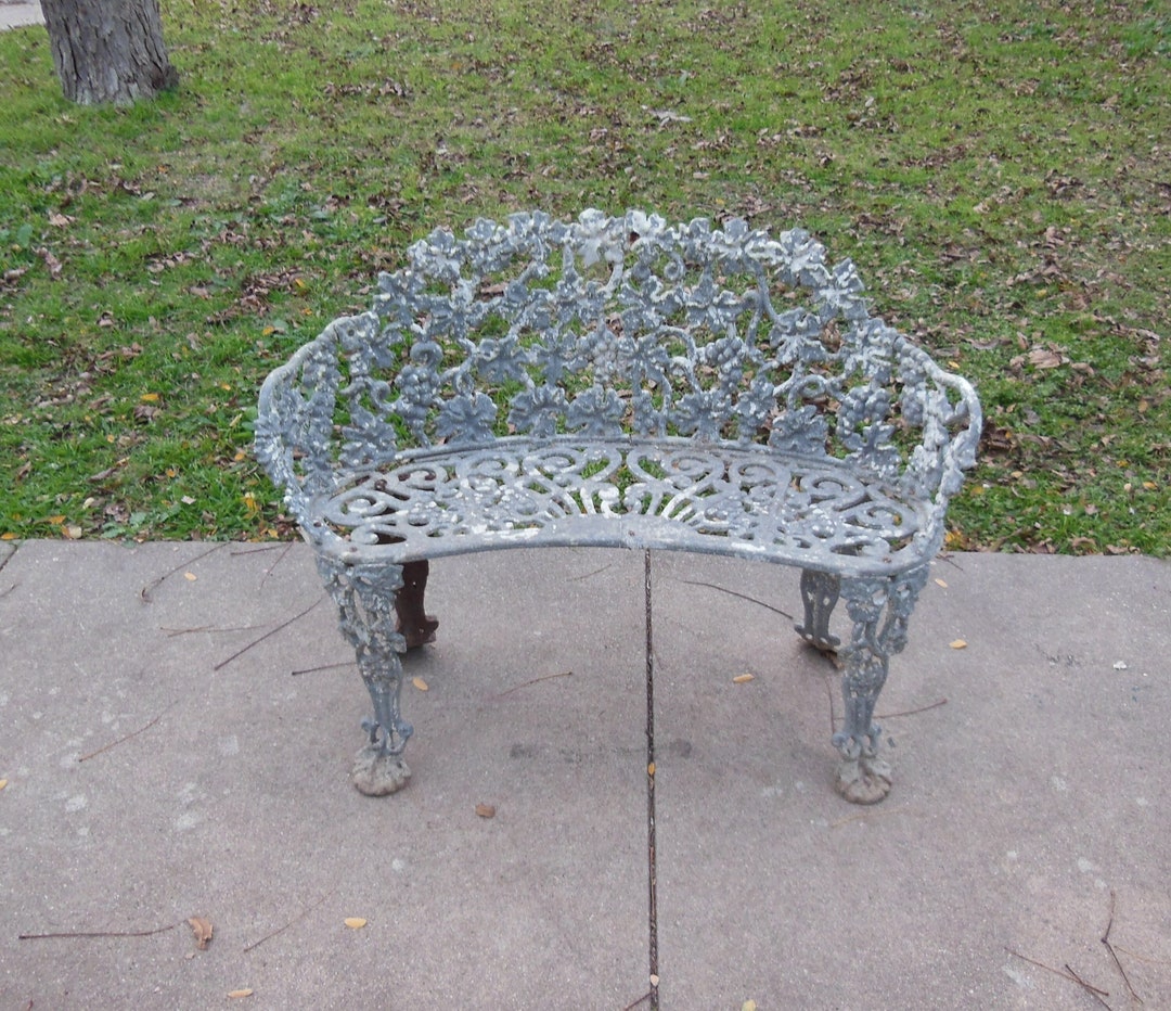 Antique Victorian Cast Aluminum Bench Park Bench Ornate Metal Sunroom ...