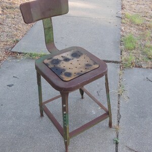 Antique Iron Industrial Age Stoolchair Adjustable Angle Iron Metal ...