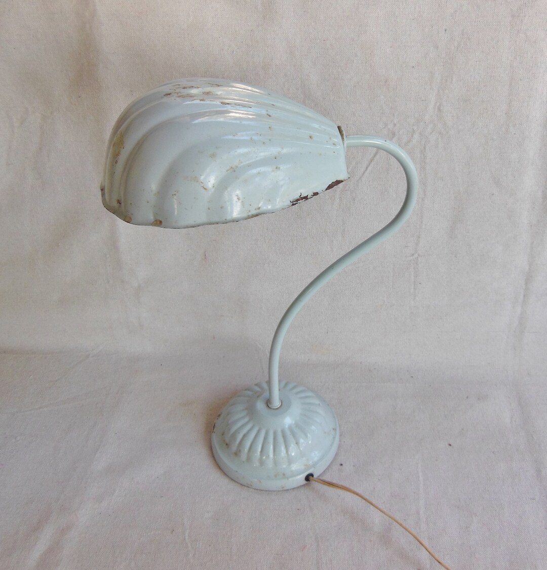 Vintage Gooseneck Metal Lamp Desk Light Baby Blue Clam Shell Sea Shell ...