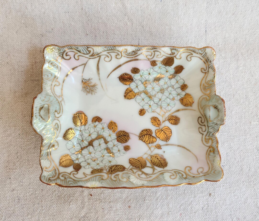 Porcelain China Gold Accent Vanity Ring Dish - Etsy