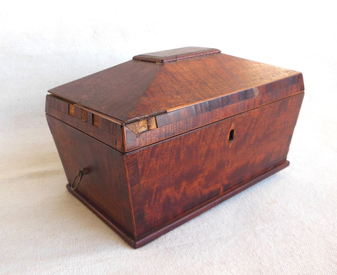 Antique Handmade Tea Caddy Locking Box With Handles Treasure Box ...