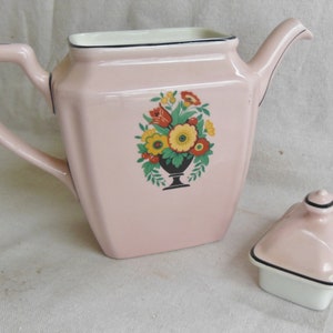 Vintage Rare Hall Teapot Pink Black Decal Art Deco Design 1930s Teapot ...