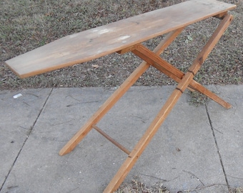Antique Wood Ironing Board Fold up Collapsible Wooden Table Console ...