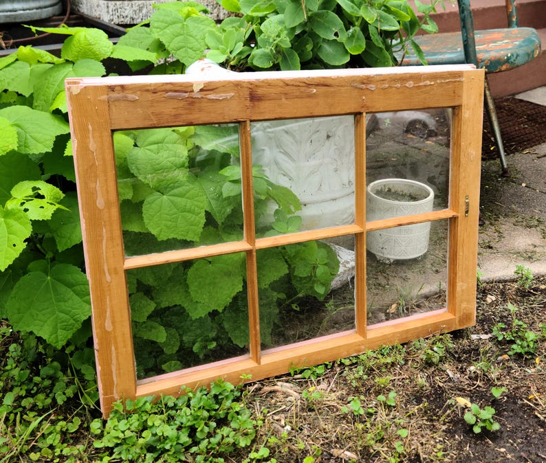 Wood 6 Pane Window Frame Painted Pink White Wall Decor - Etsy
