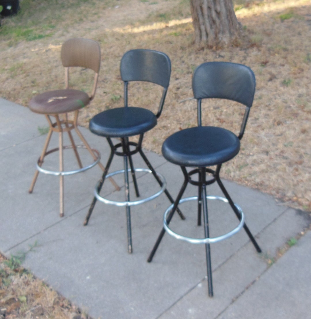Mid Century Modern Cosco Bar Stools Metal Atomic Age Seating Set of 3 ...