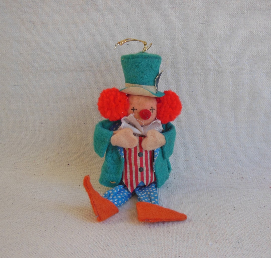 Vintage Christmas Ornament Bozo Clown Hanging Tree Ornament Retro Japan ...