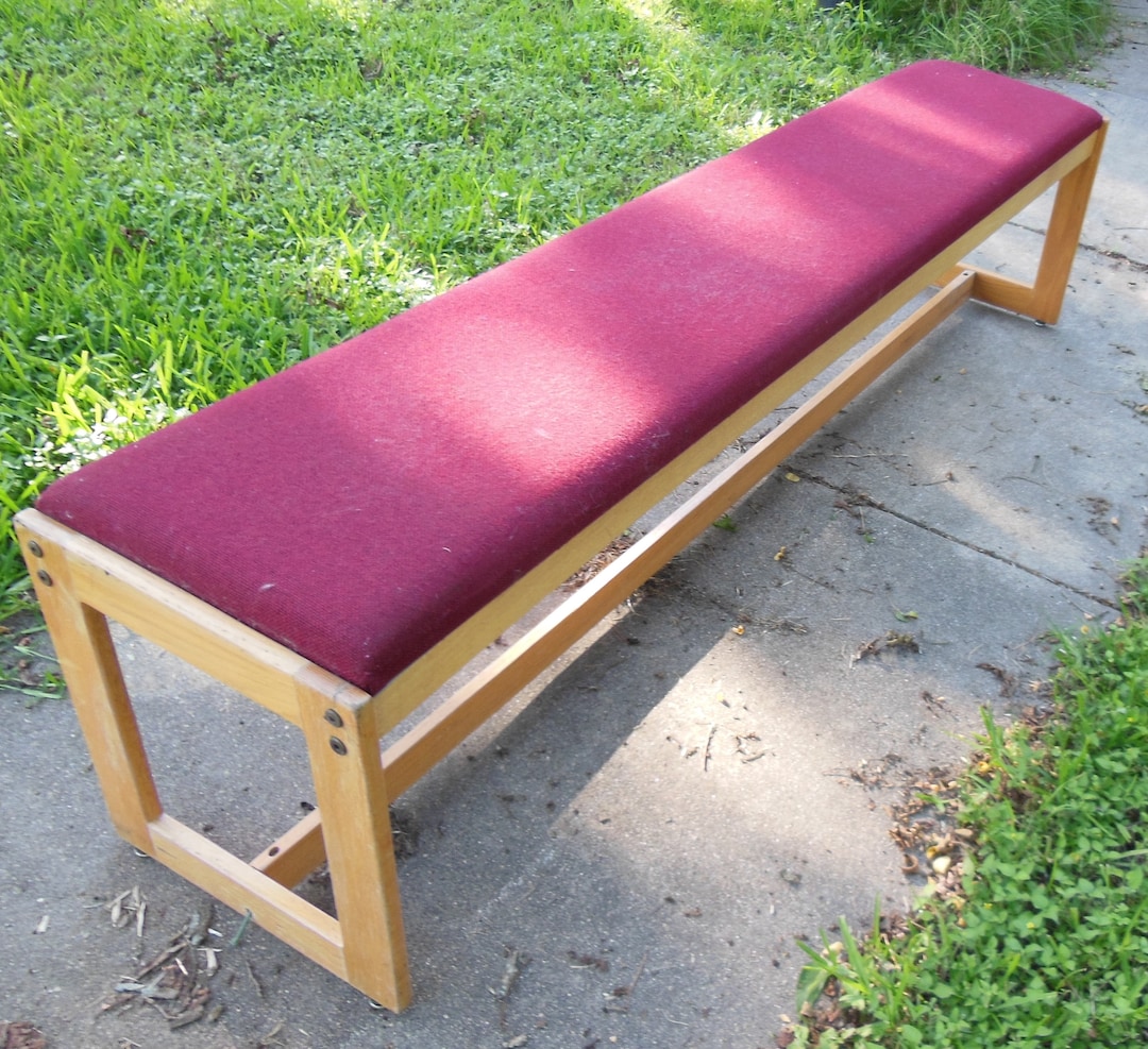 Vintage Very Long Bench Six 6 Foot Seating Upholstered Wood Bench - Etsy