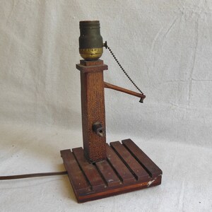 Antique Wood Handmade Water Well Hand Pump Lamp Home Made Wooden Well ...