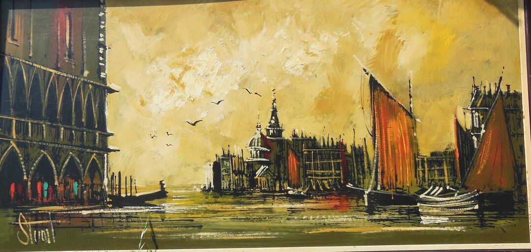 Vintage Painting Large Artwork 54 in Stuart Original Art Vanguard Studios 1967 Signed Artist ...