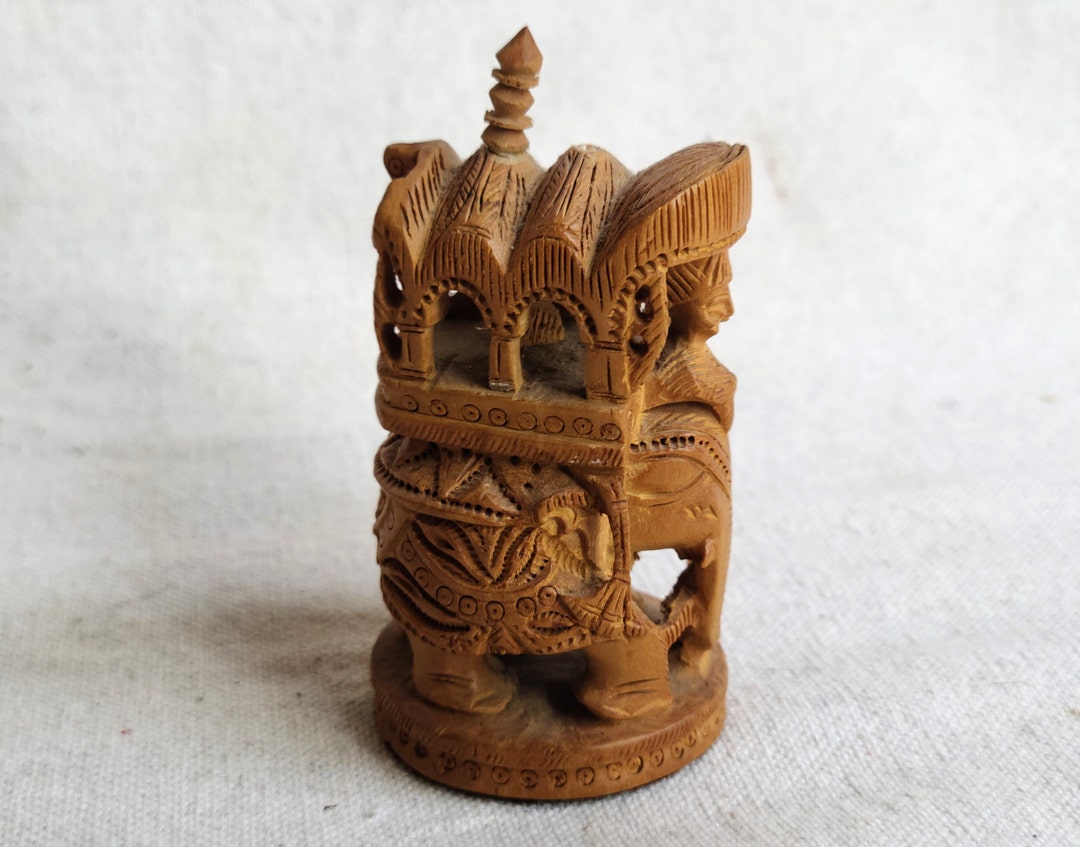 Vintage Vintage Hand Carved Wood Royal Elephant With Howdah Carriage ...