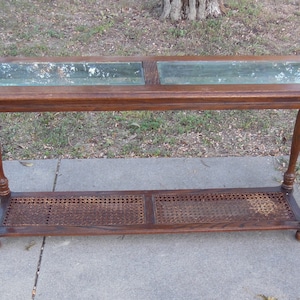 Vintage Wood Glass Cane Console Entryway Entry Table - Etsy