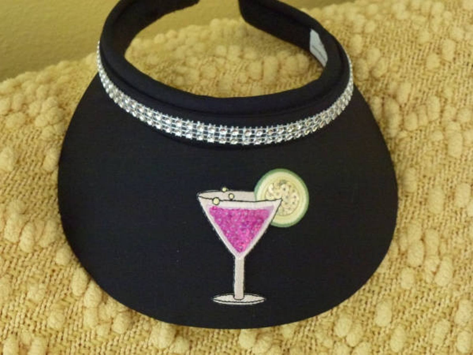 Ladies Sun Visor Decorated With Sequin Cocktail Applique, Ladies Sun ...