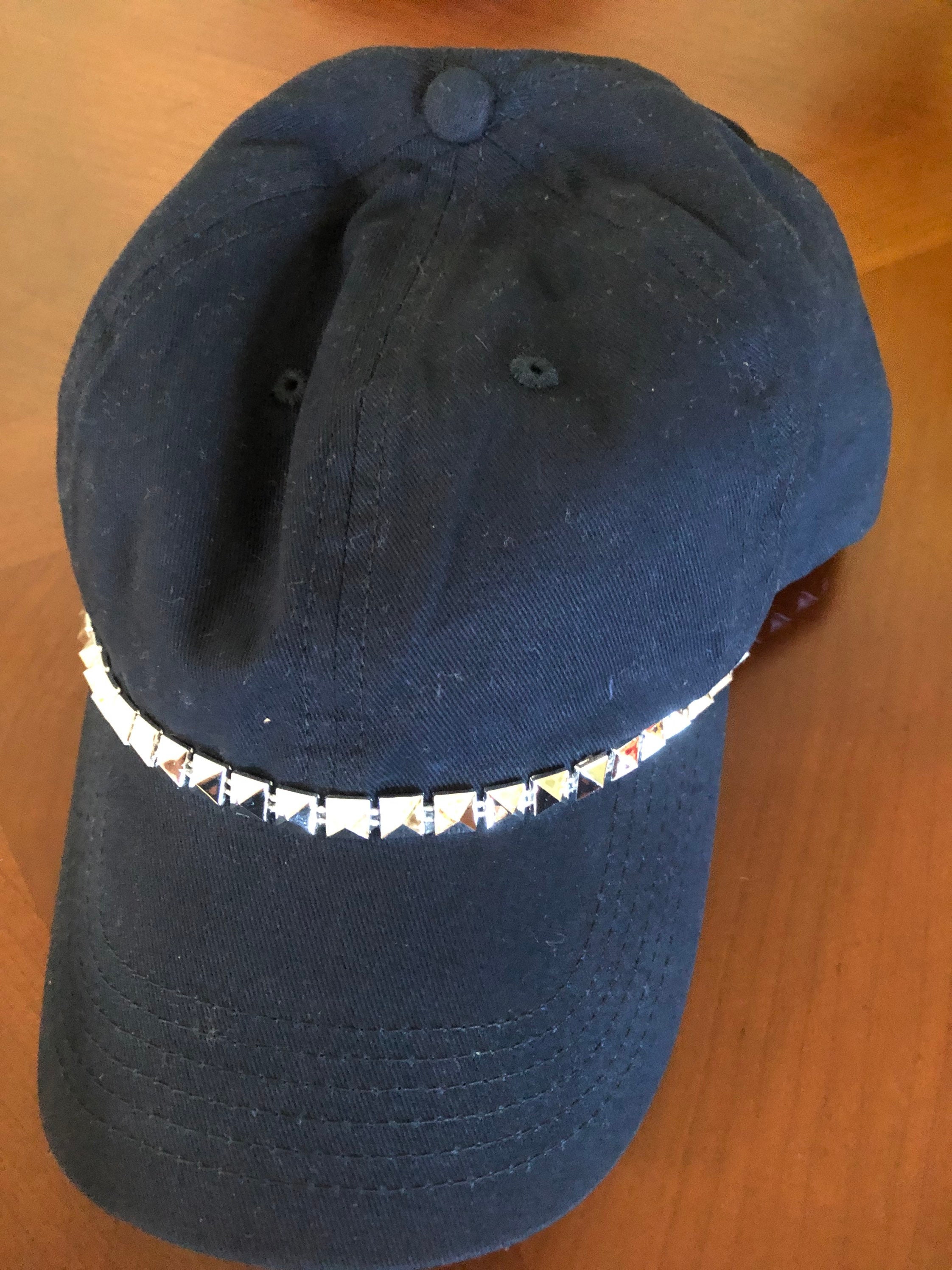 Silver Stud Baseball Cap in Red, Silver Studded Royal Blue Cap, Navy ...