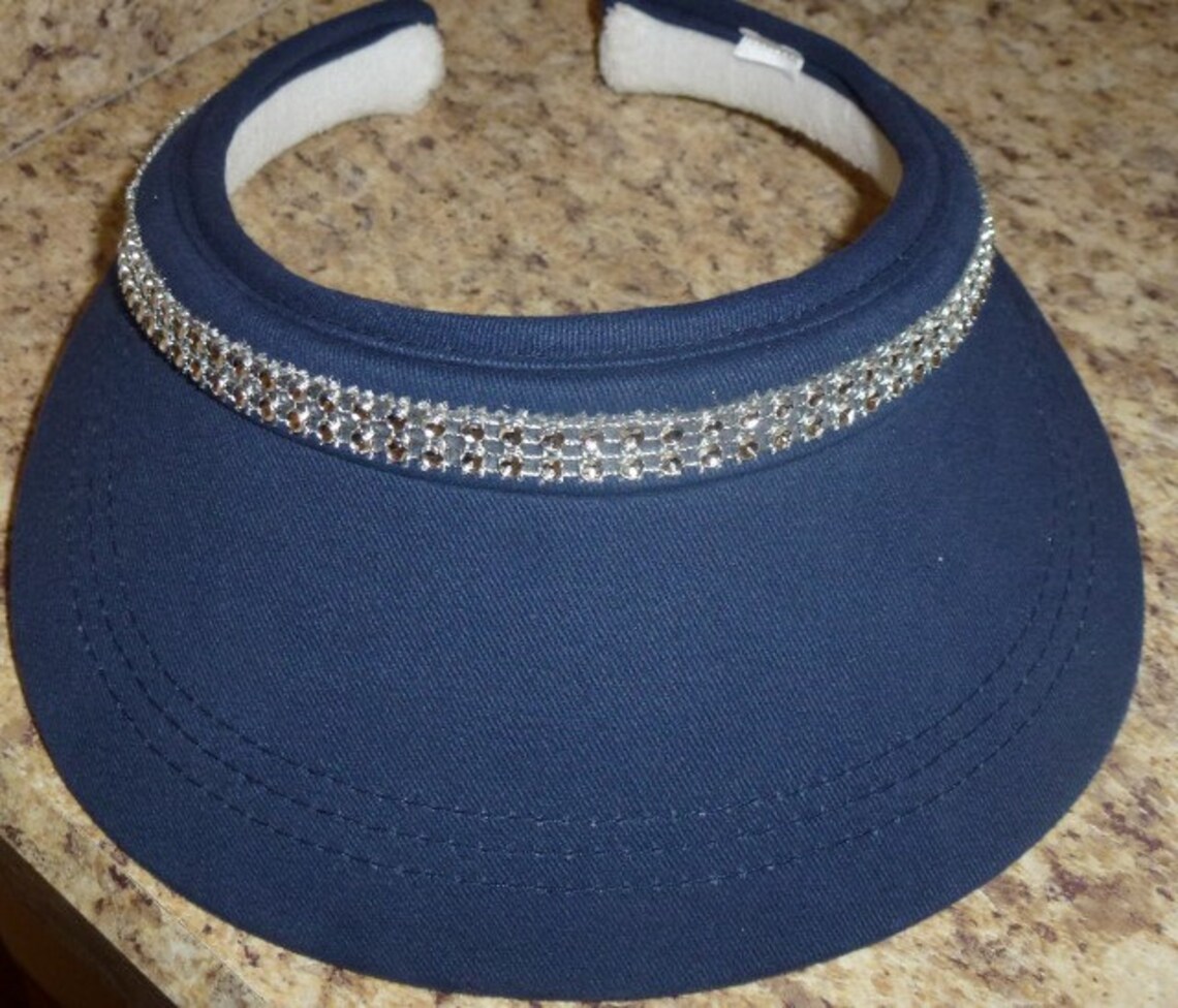 Golf Sun Visor, Tennis Sun Visor Hand Decorated With Rhinestone Trim - Etsy