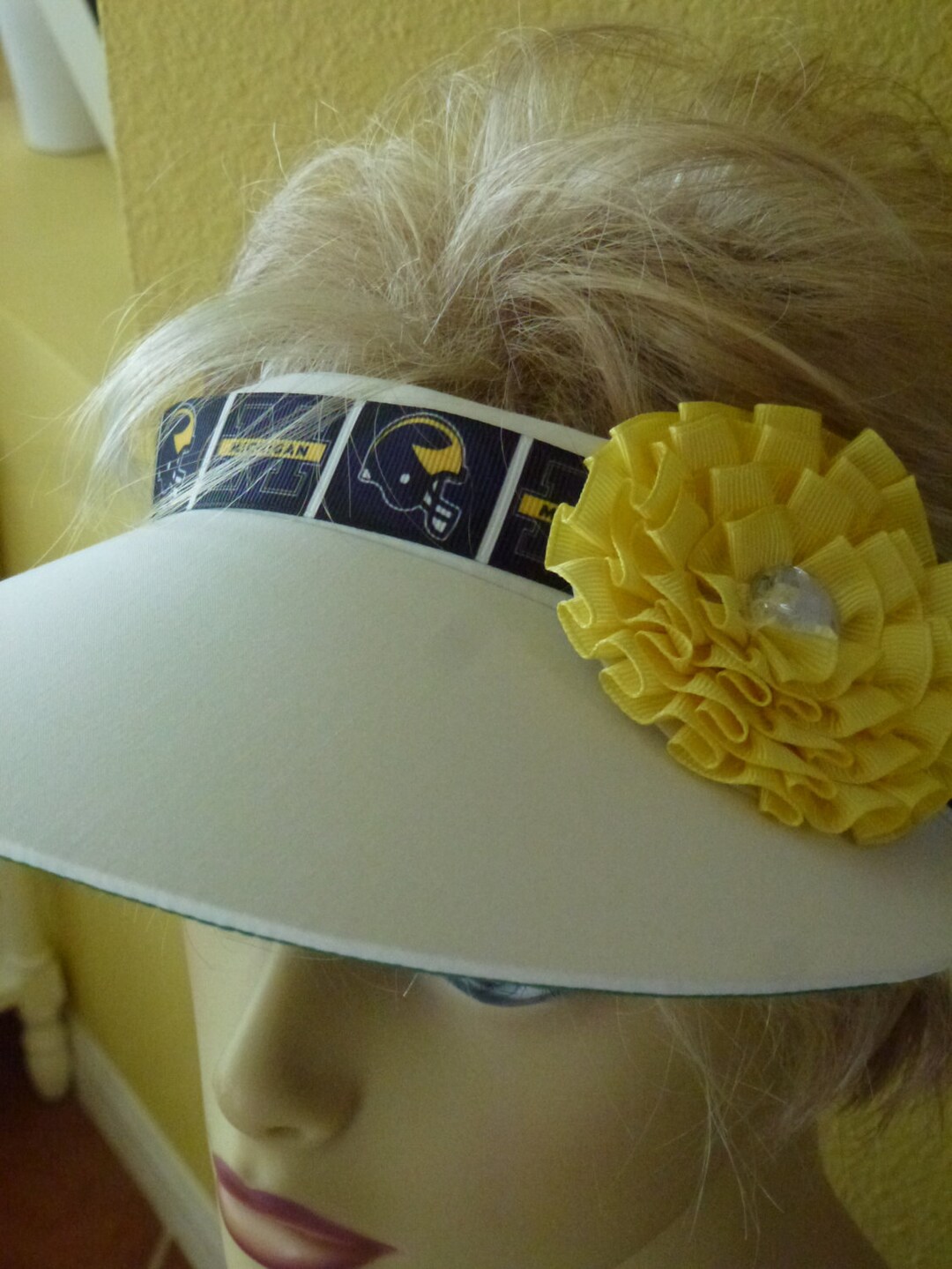 University of Michigan College Team Blue and Yellow Sun Visor - Etsy