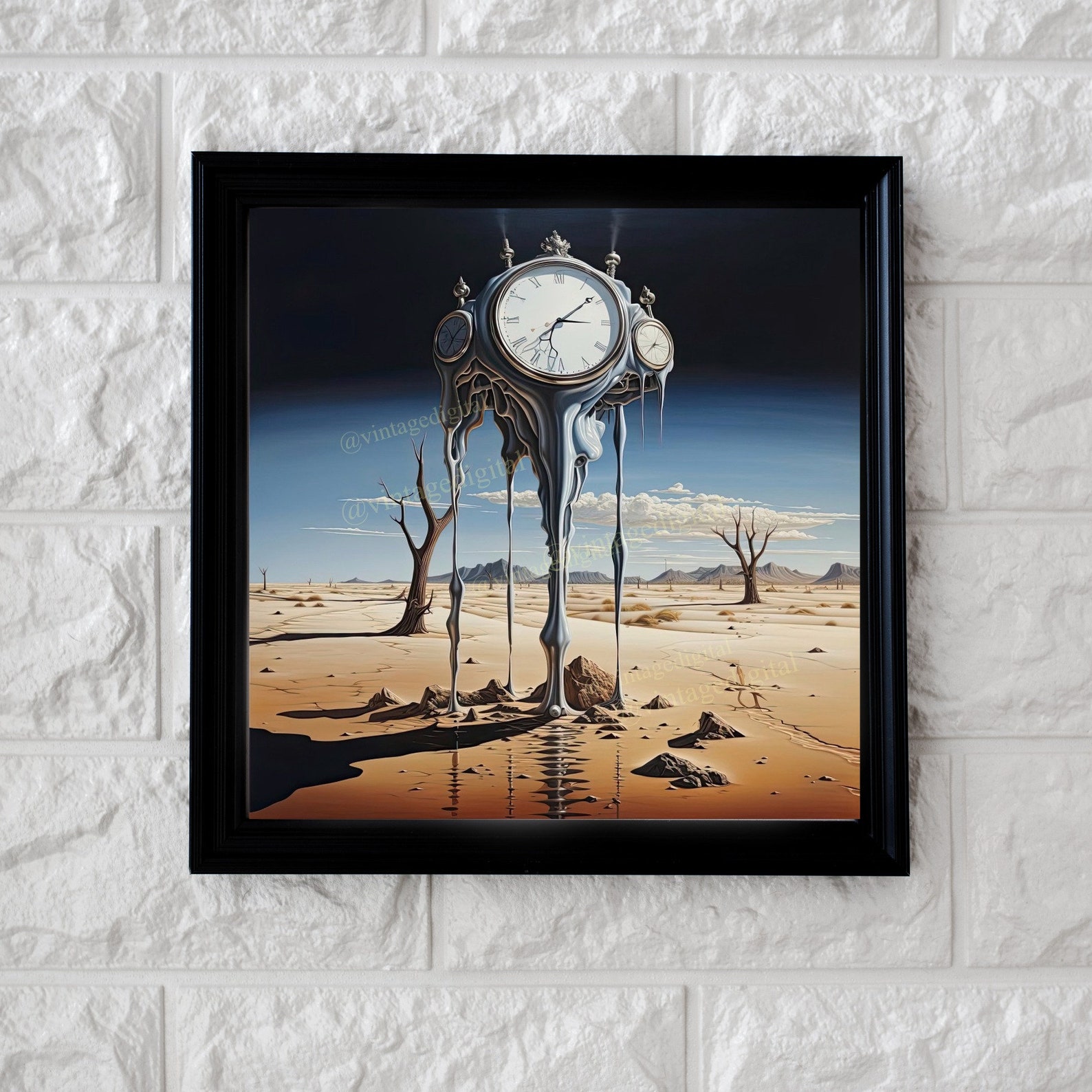 Dali-style Clock Melting in the Desert Sun - Frameable Digital Art ...