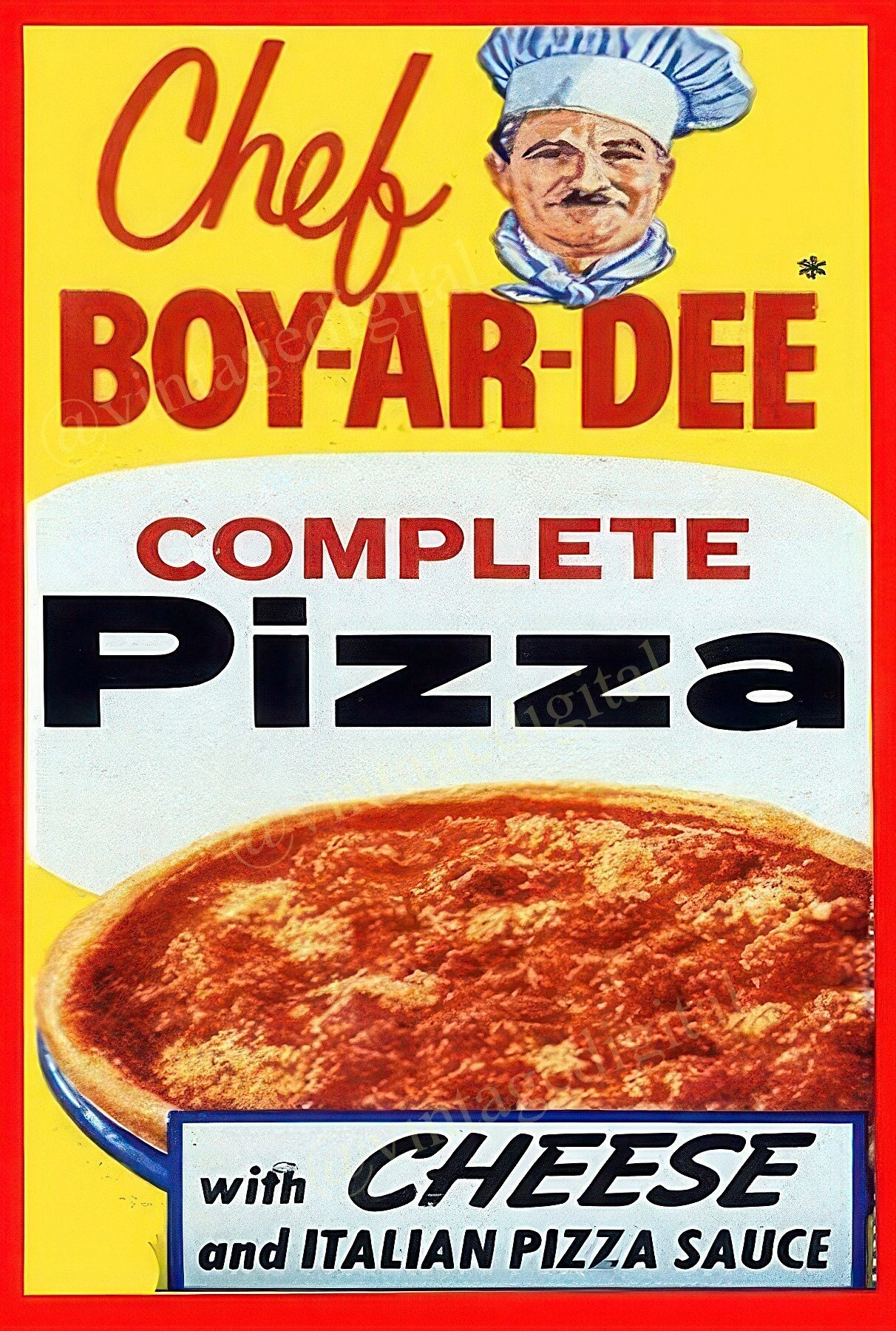 Vintage 1960s Chef Boy-ar-dee Complete Pizza Product Box - Frameable ...