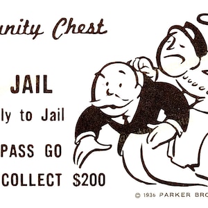 Vintage 1960s Monopoly 'go to Jail' Card - Printable Art (digital ...