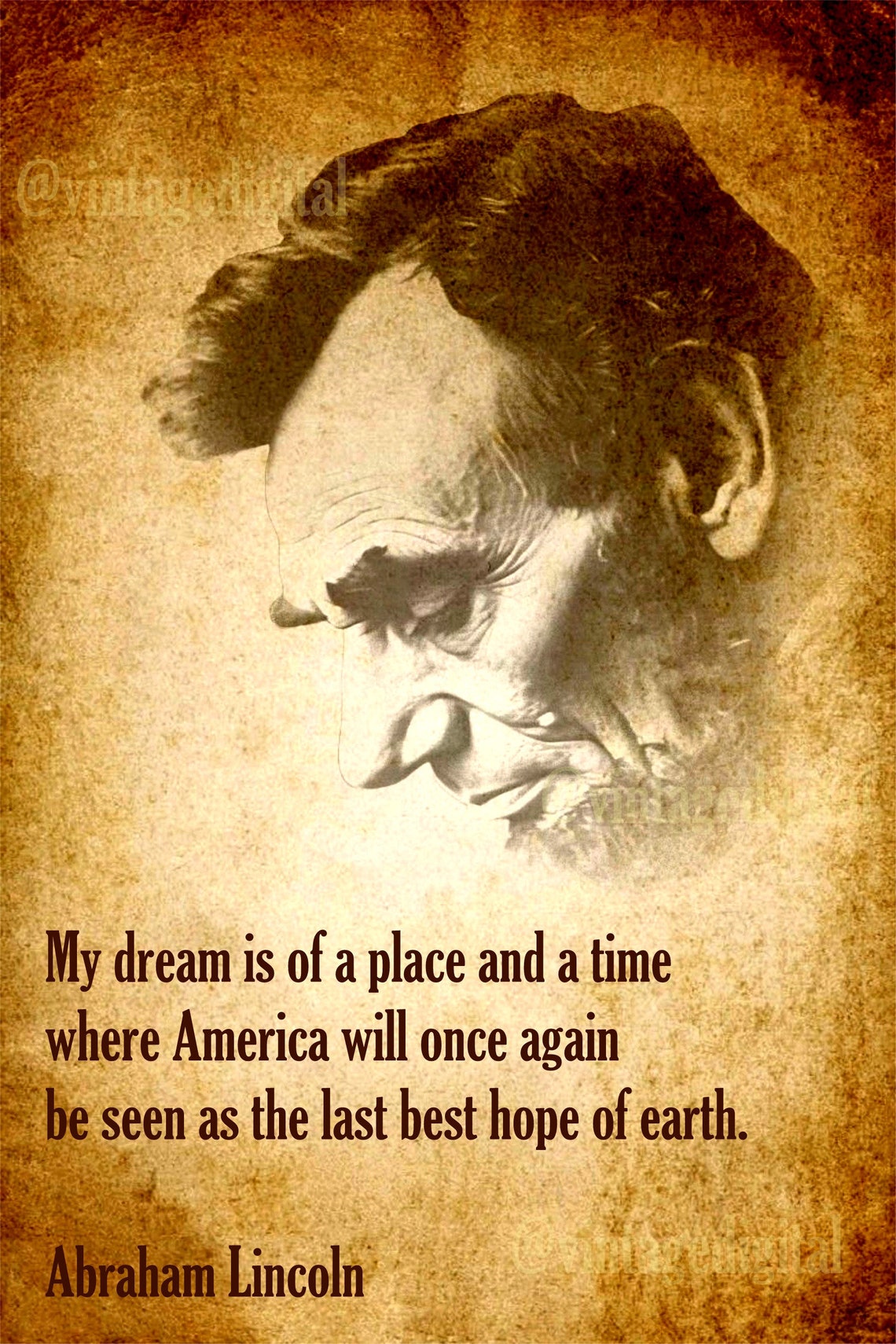Abraham Lincoln America Quote Frameable Art Digital Download Printable ...