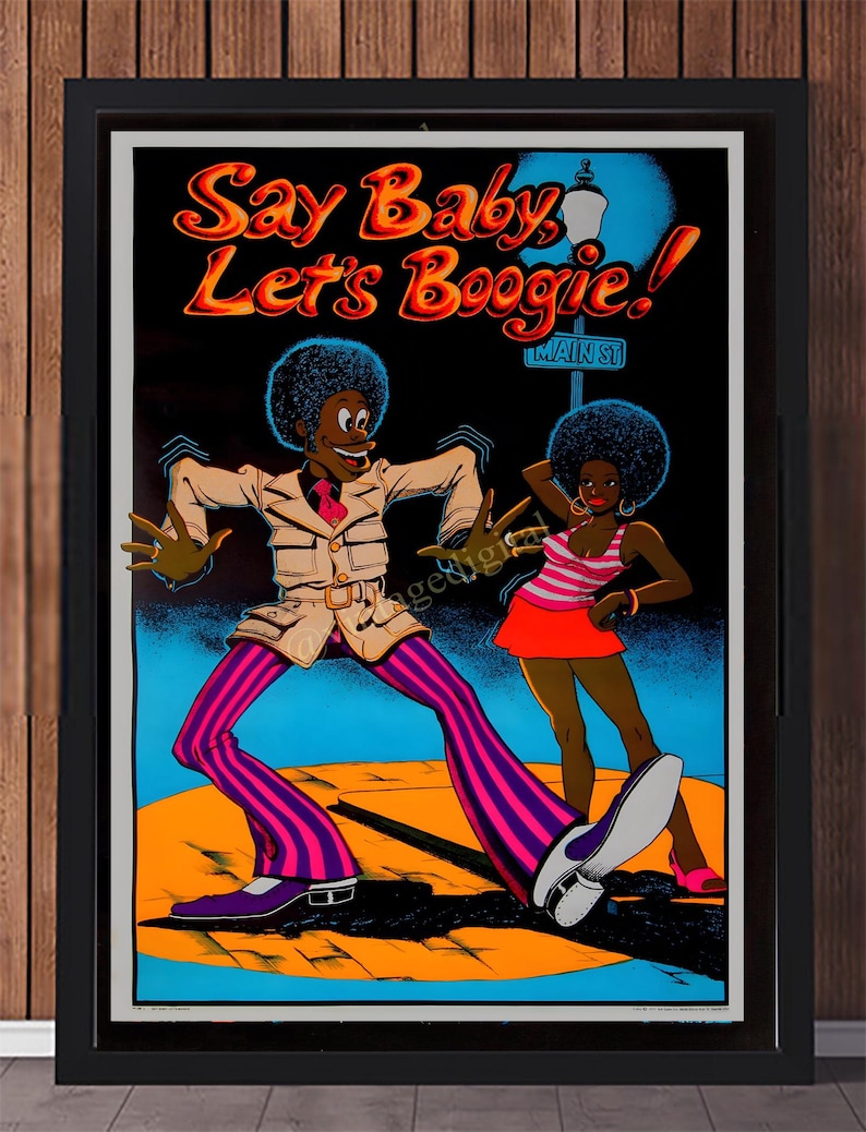 Vintage 1970s Say Baby, Let's Boogie Blacklight Poster Replica DIGITAL ...
