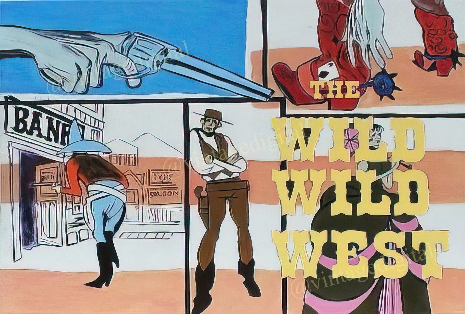 1960s the Wild Wild West TV Show Cartoon Opening Digital Art Download ...