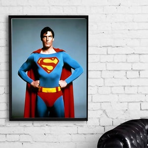 Vintage 1970s Christopher Reeve as Superman Replica Poster DIGITAL ...