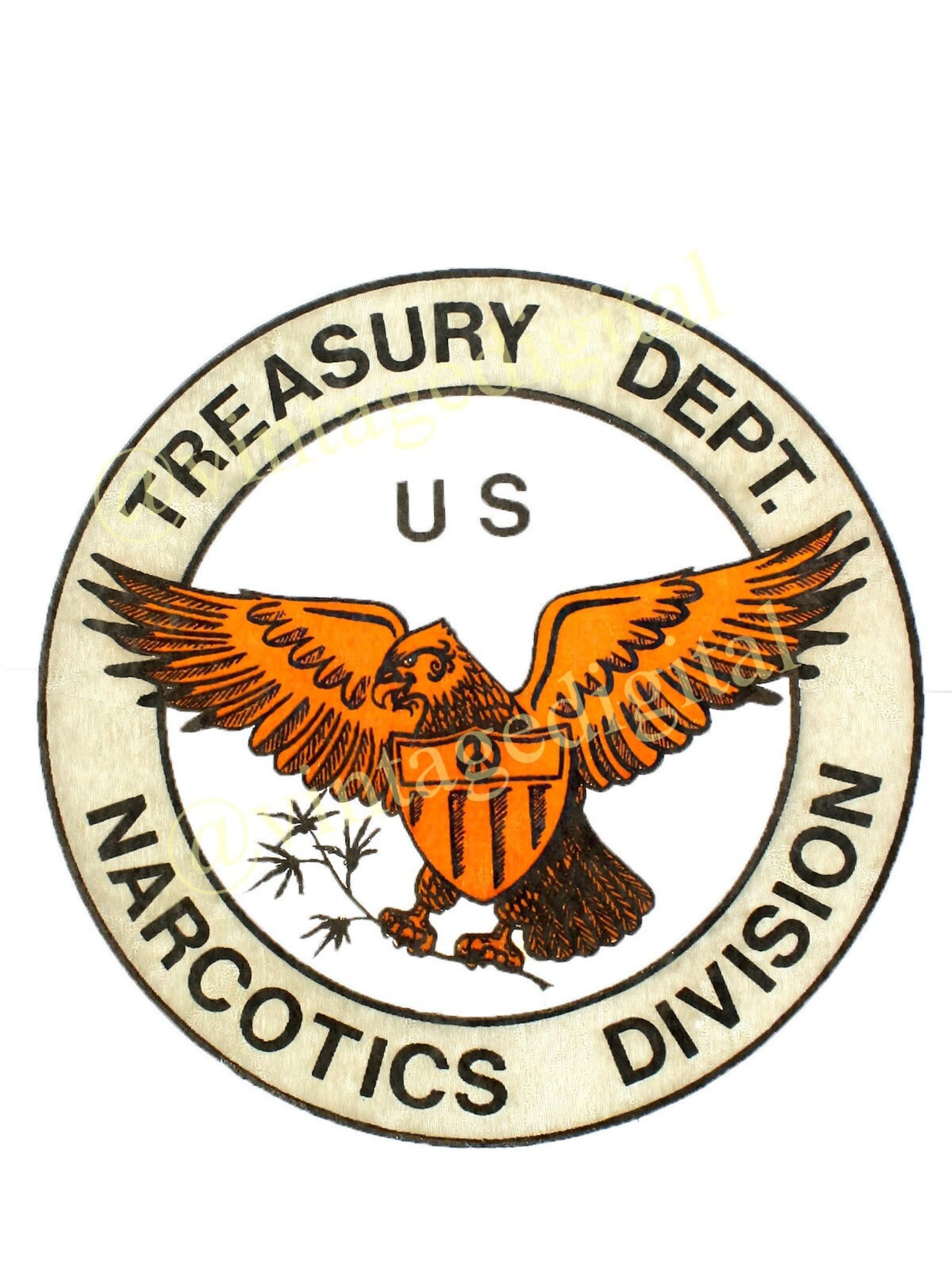 Vintage 1970s US Treasury Narcotics Division Iron-on Transfer (digital ...