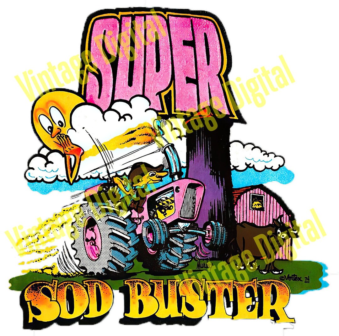 Vintage 1970s Super Sod Buster Tractor Iron-on T-shirt Transfer Digital ...