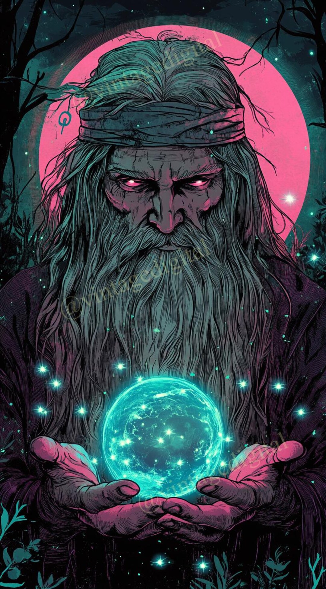 1970s-style the Wizard DIGITAL Blacklight Poster Frameable Art Download ...