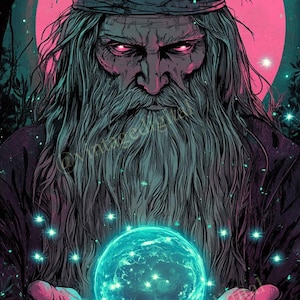 1970s-style the Wizard DIGITAL Blacklight Poster Frameable Art Download ...