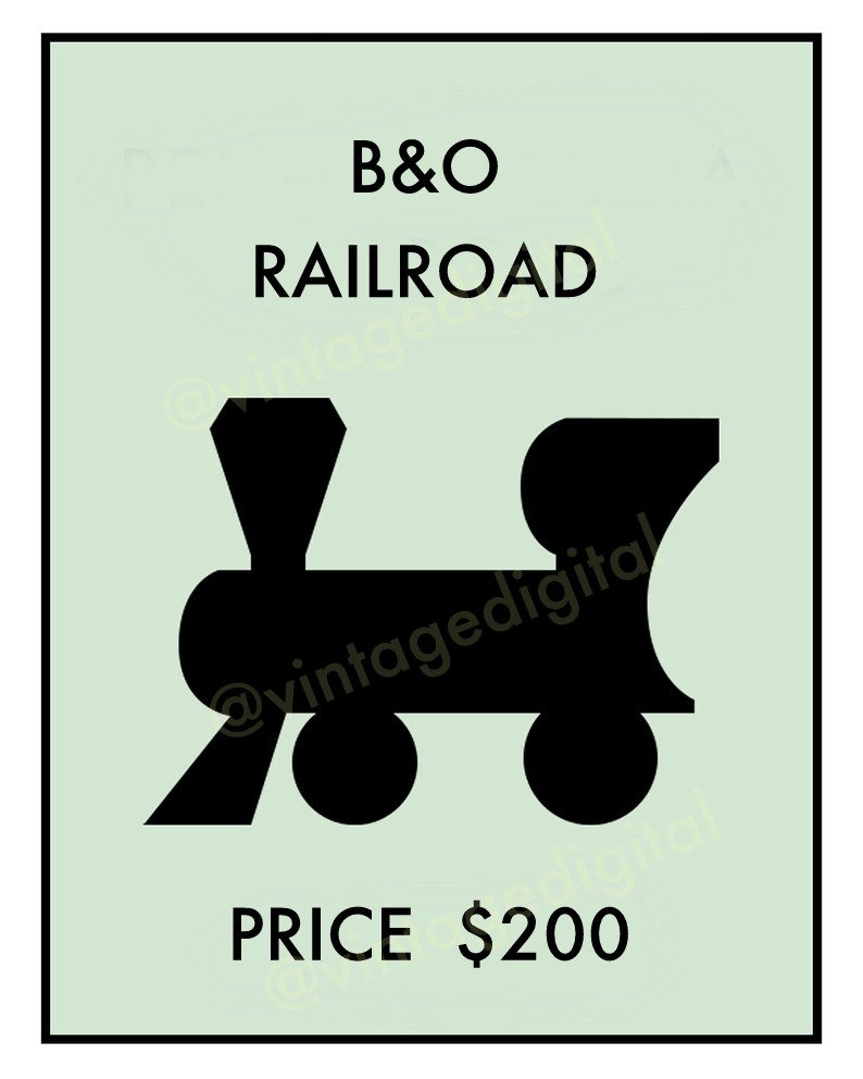 Set of 4 Vintage 1960s Monopoly Game Replica Railroad Cards - Digital ...
