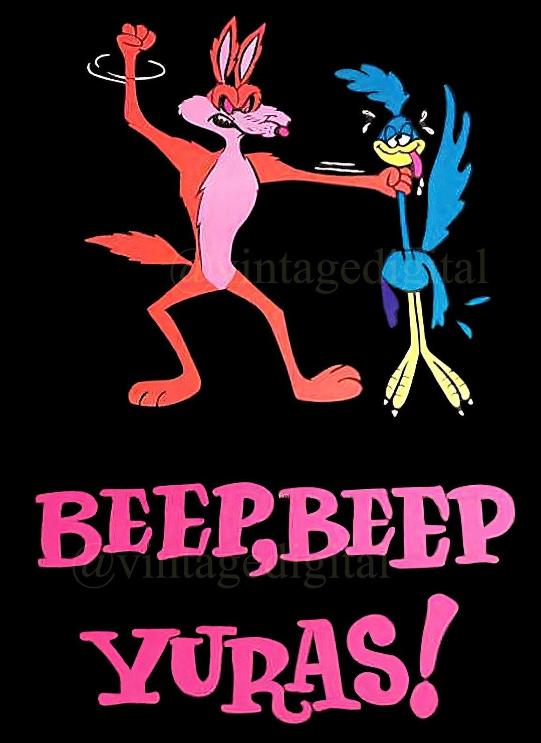 Vintage 1970 Beep, Beep Yuras Blacklight Poster Replica Digital Download Printable Art - Instant ...