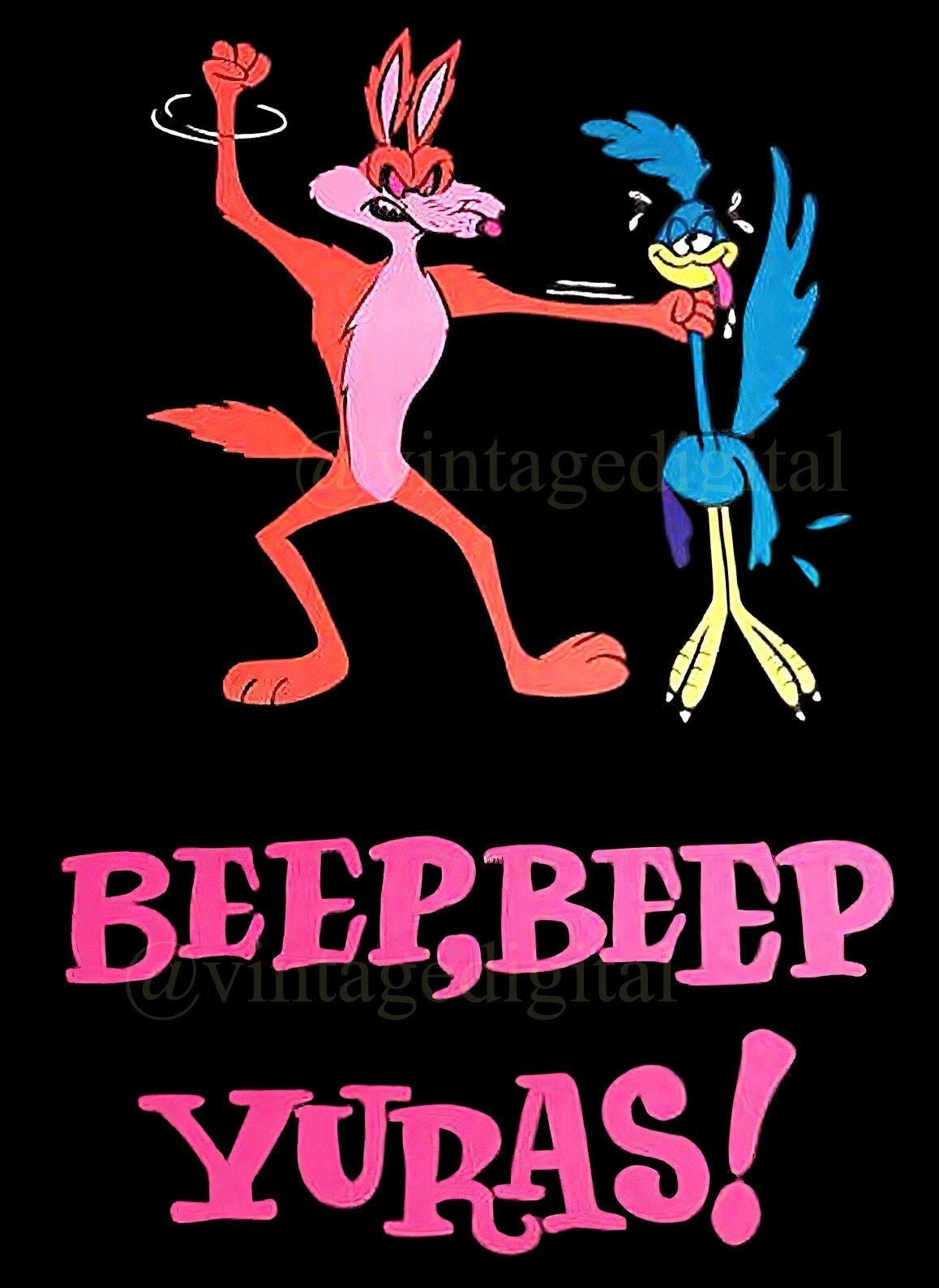 Vintage 1970 Beep, Beep Yuras Blacklight Poster Replica Digital Download Printable Art - Instant ...