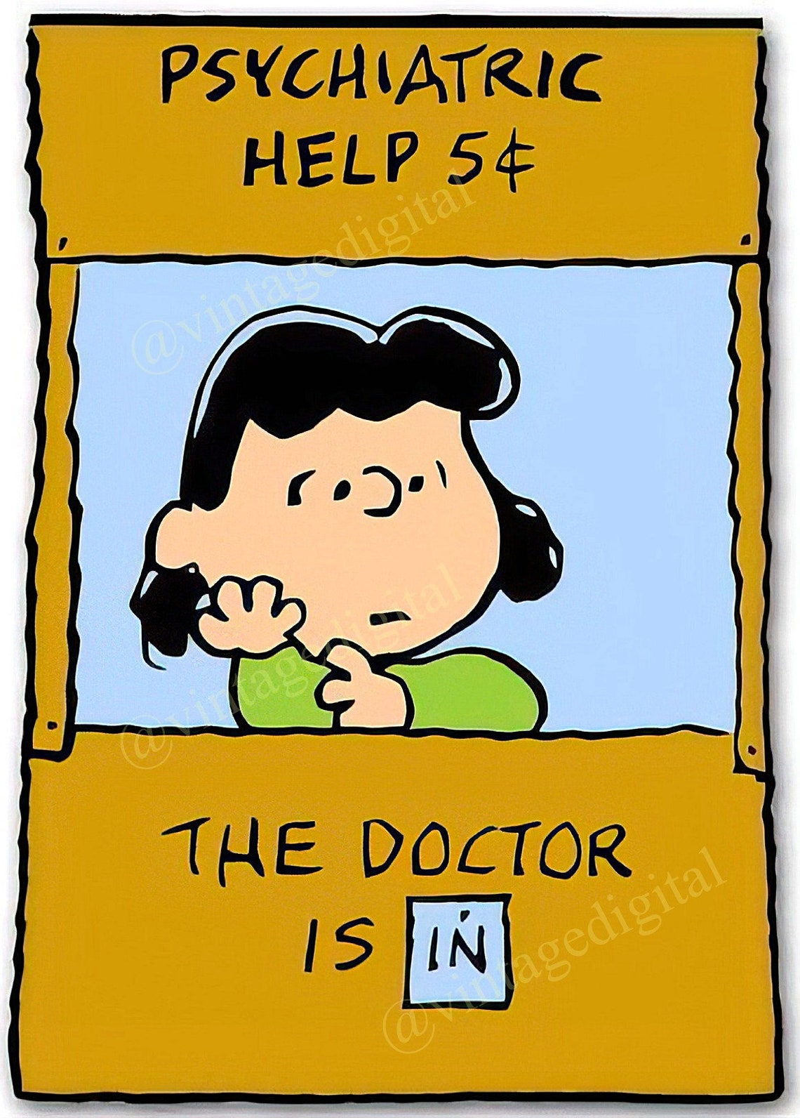 Vintage 1960s Peanuts Lucy Van Pelt Psychiatric Help the Doctor is in ...