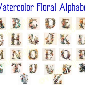 26 Watercolor Floral Alphabet Images | Digital Download | Clipart ...