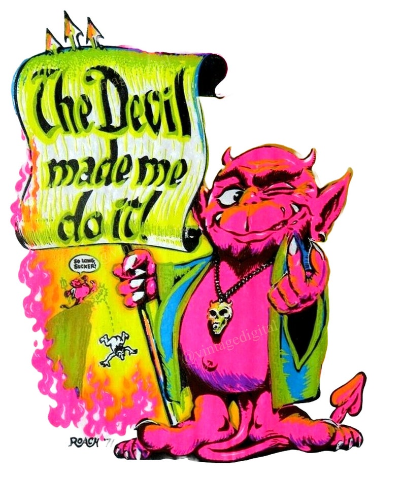 Vintage 1970s the Devil Made Me Do It Iron-on T-shirt Transfer Digital ...