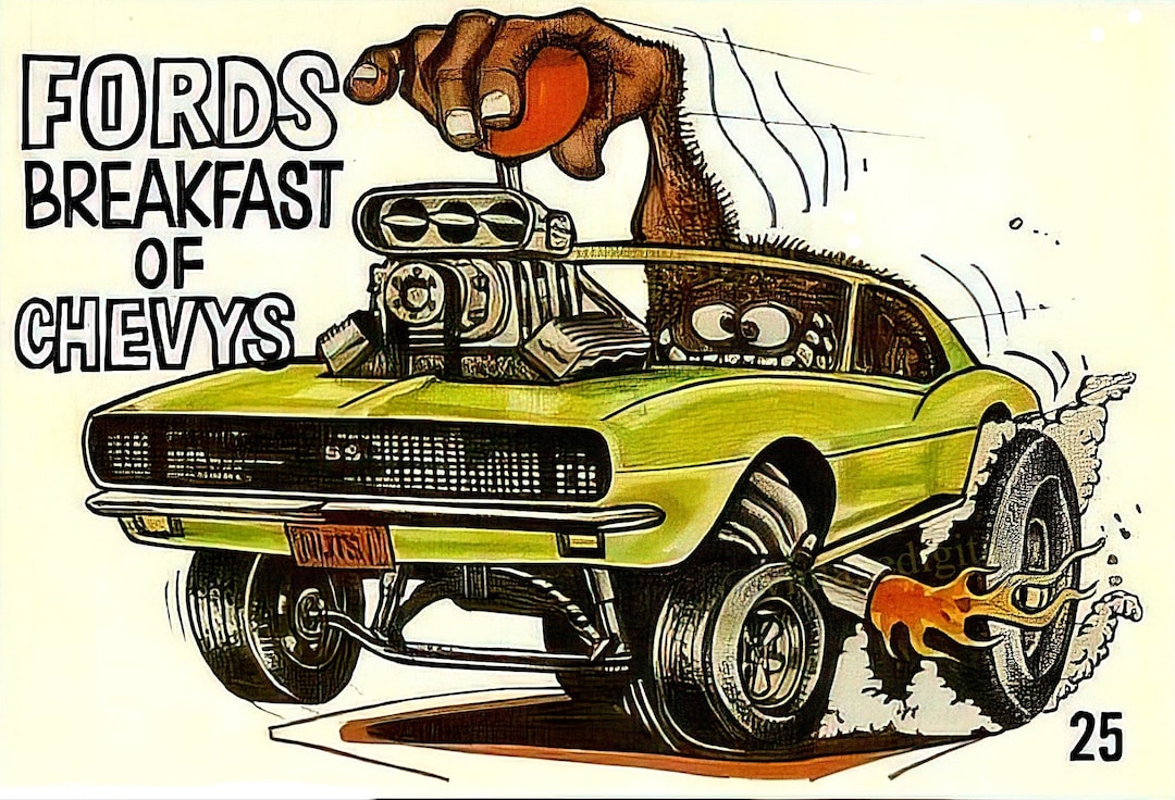 1970s Odd Rods Replica Sticker Fords Breakfast of Chevys Digital Art ...