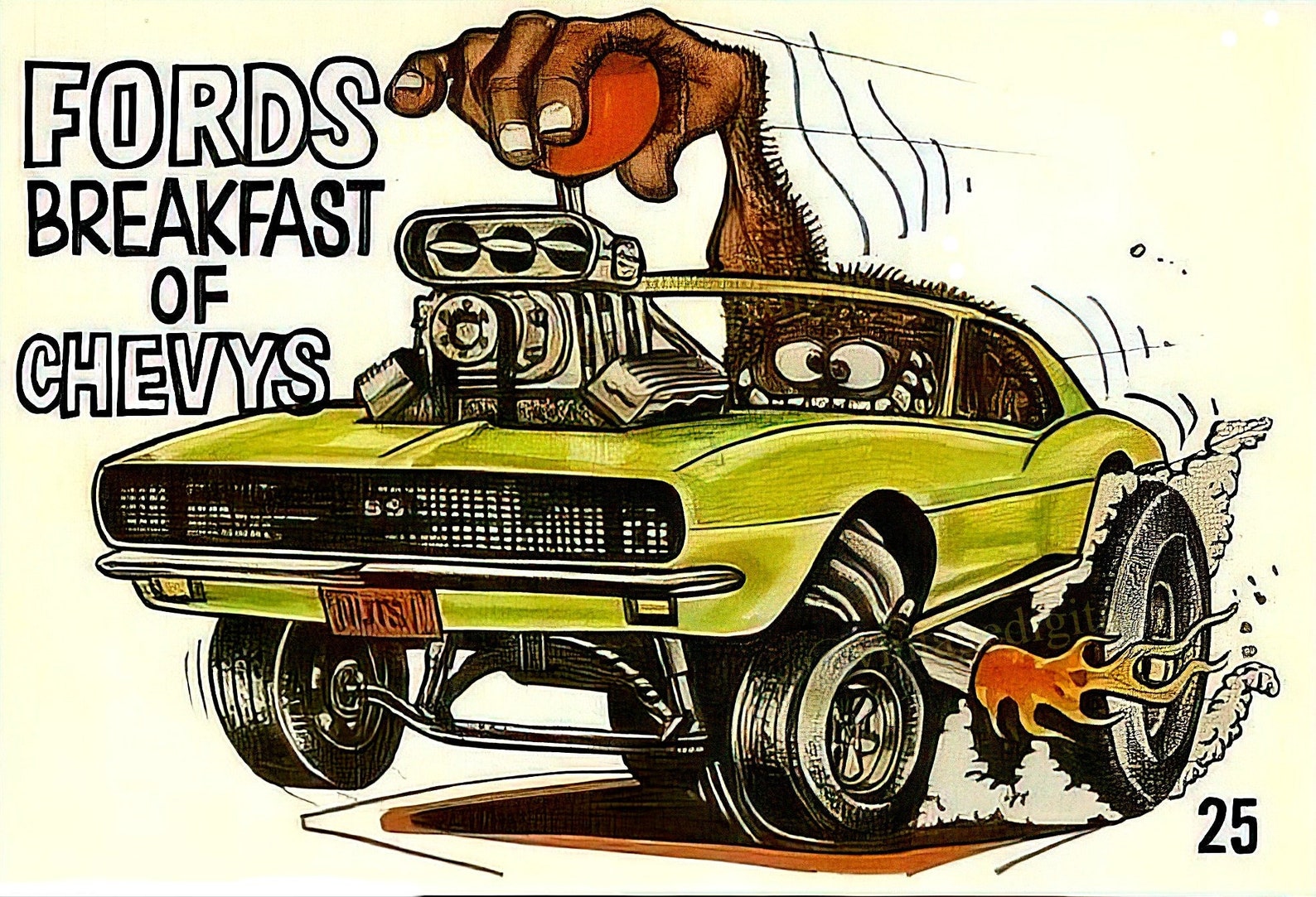1970s Odd Rods Replica Sticker Fords Breakfast of Chevys Digital Art ...