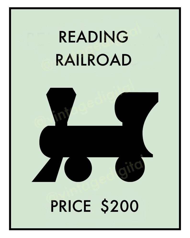 Vintage 1960s Monopoly Railroad Cards – Replica Set (digital Download ...