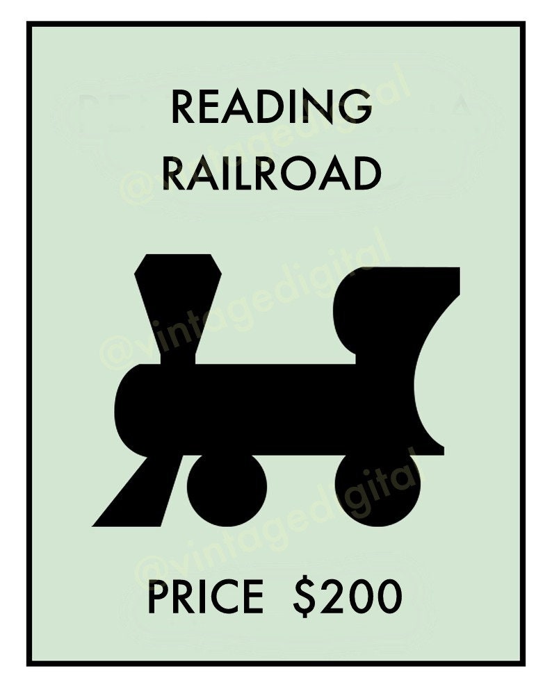 Set of 4 Vintage 1960s Monopoly Game Replica Railroad Cards - Digital ...