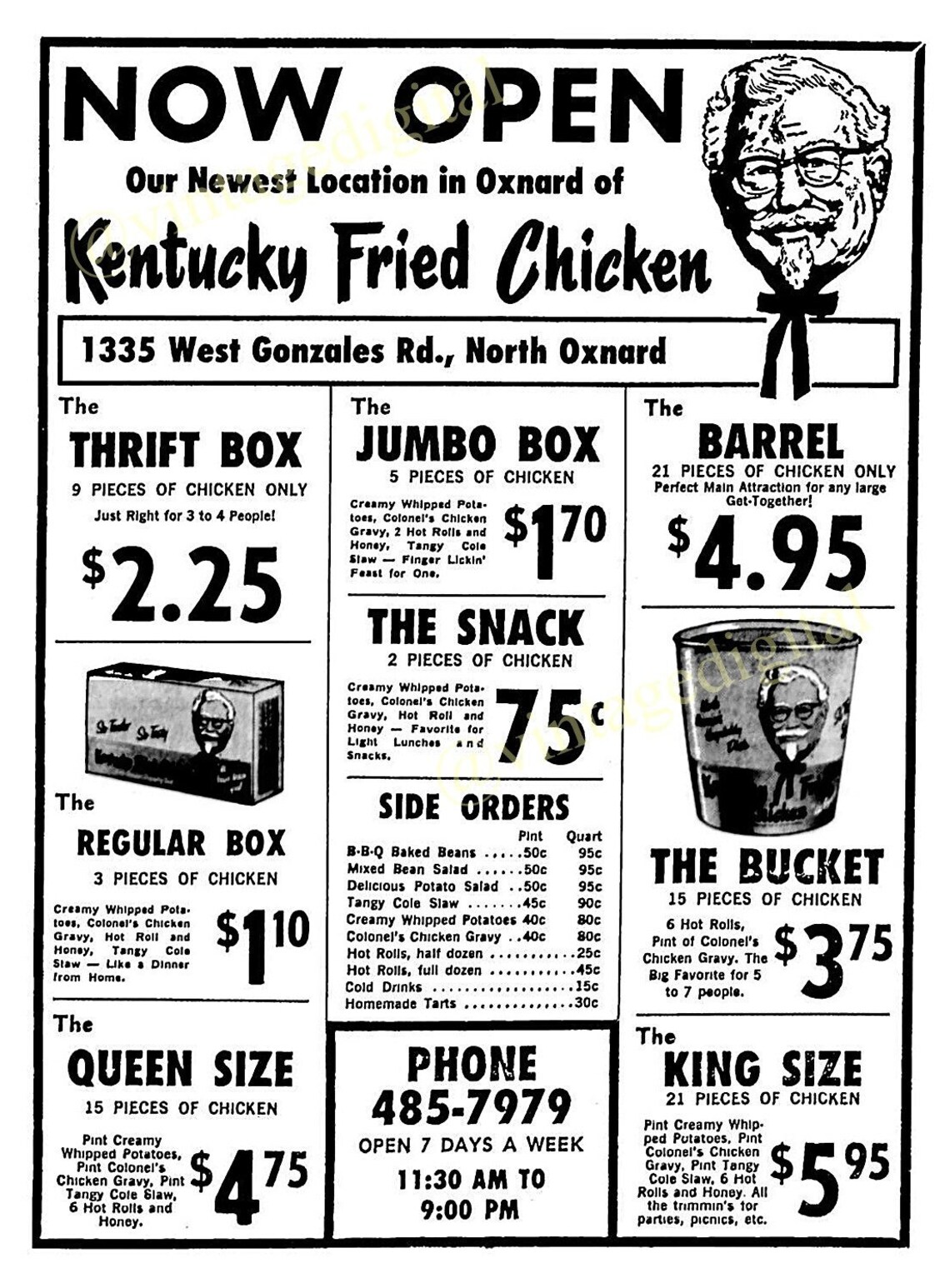 Vintage 1967 Kentucky Fried Chicken KFC Menu Frameable Art Digital ...