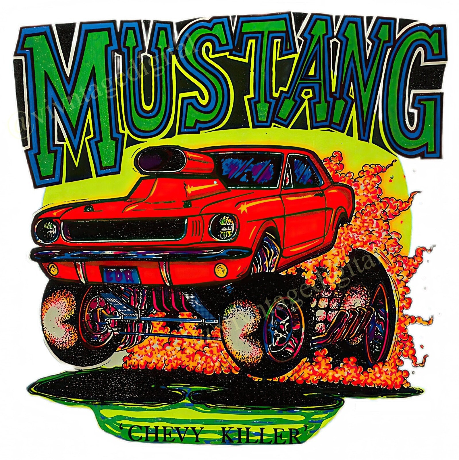 Vintage 1970s MUSTANG Chevy Killer Iron-on T-shirt Transfer DIGITAL ...