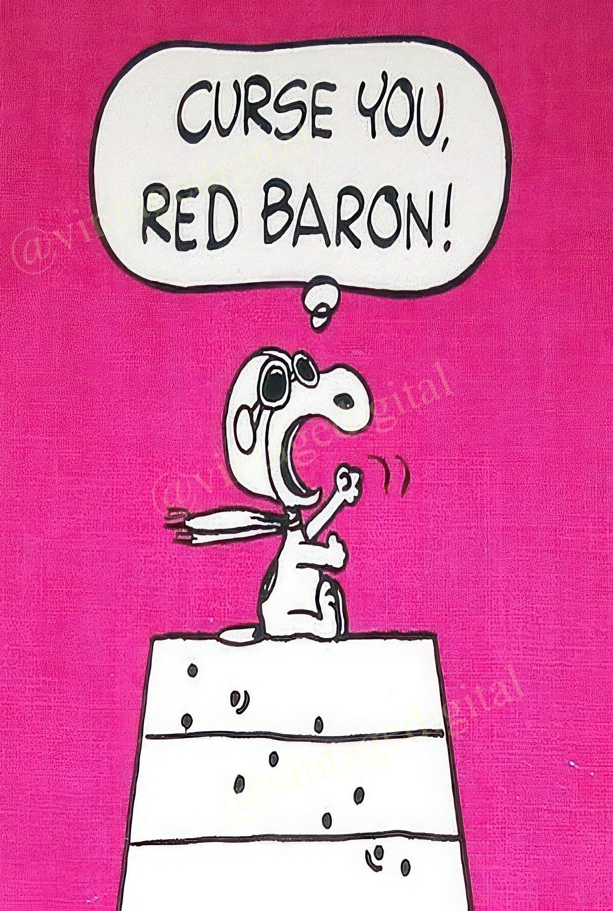 Vintage 1960s Snoopy Curse You, Red Baron Poster Replica Digital ...