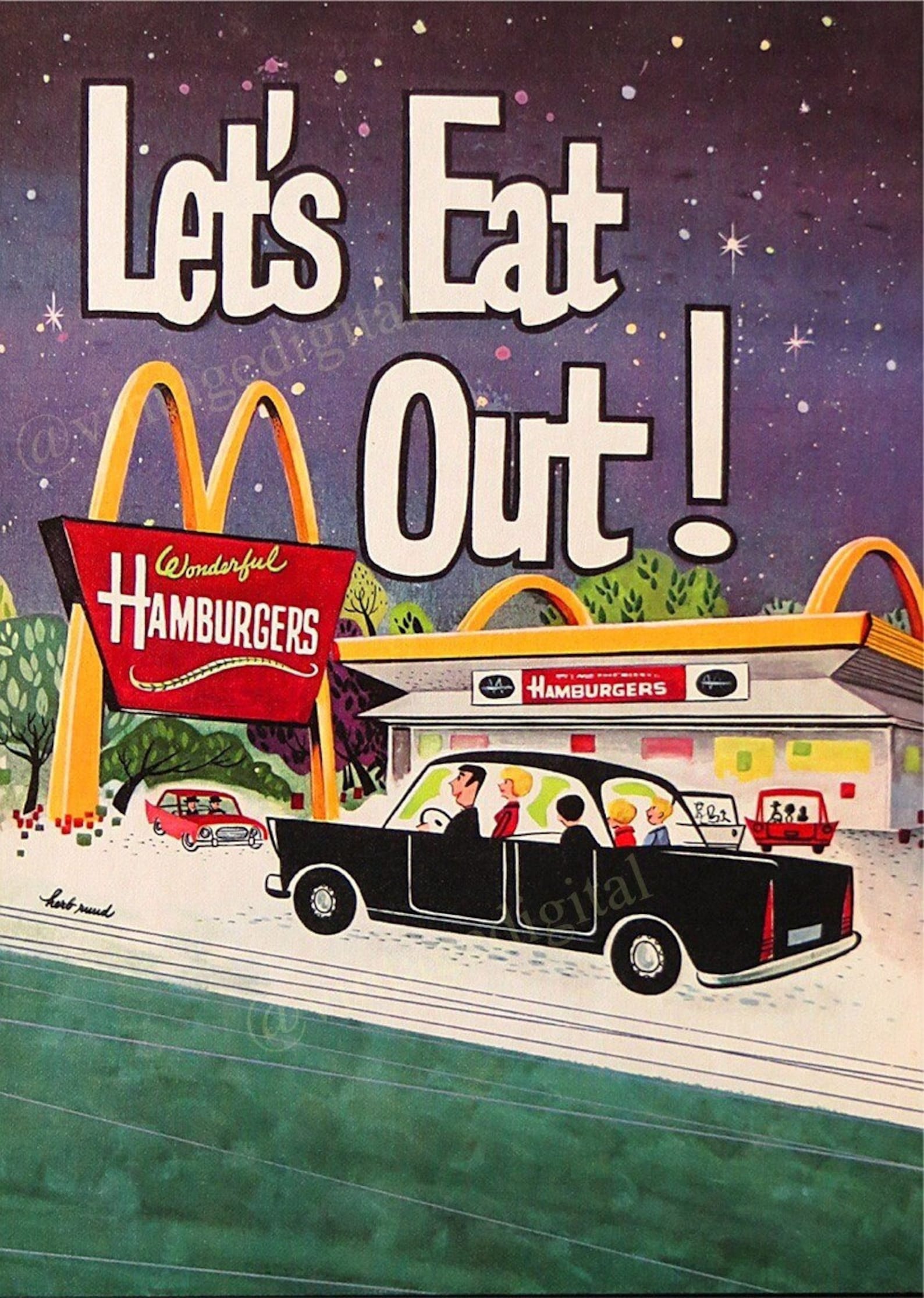 Vintage 1960s Mcdonald's Ad Print – "let's Eat Out" Book Cover (digital ...