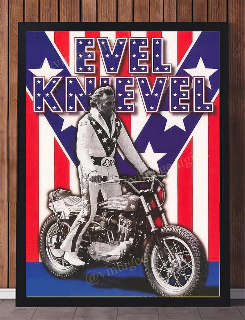 1970s REPLICA Evel Knievel on Motorcycle Poster - Frameable Art - DIGITAL Download Printable ...