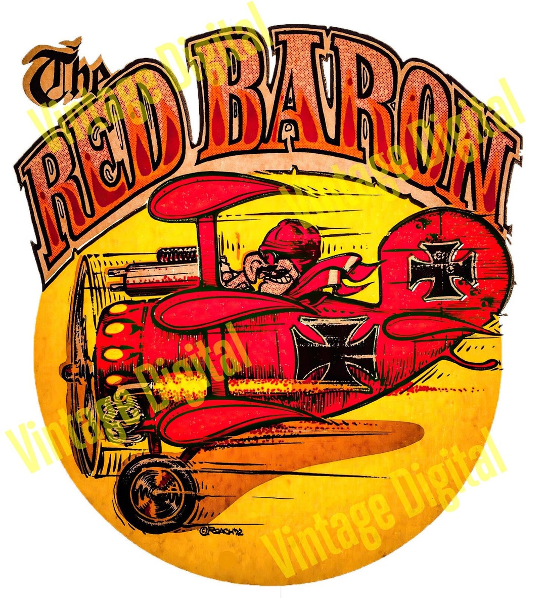 Vintage 1970s the Red Baron Iron-on T-shirt Transfer Digital Download ...