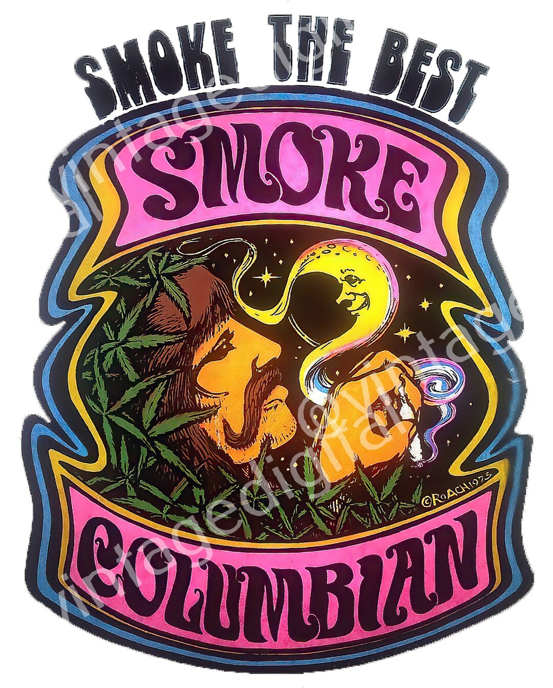 Vintage 1970s Smoke Columbian Iron-on T-shirt Transfer Digital Download ...