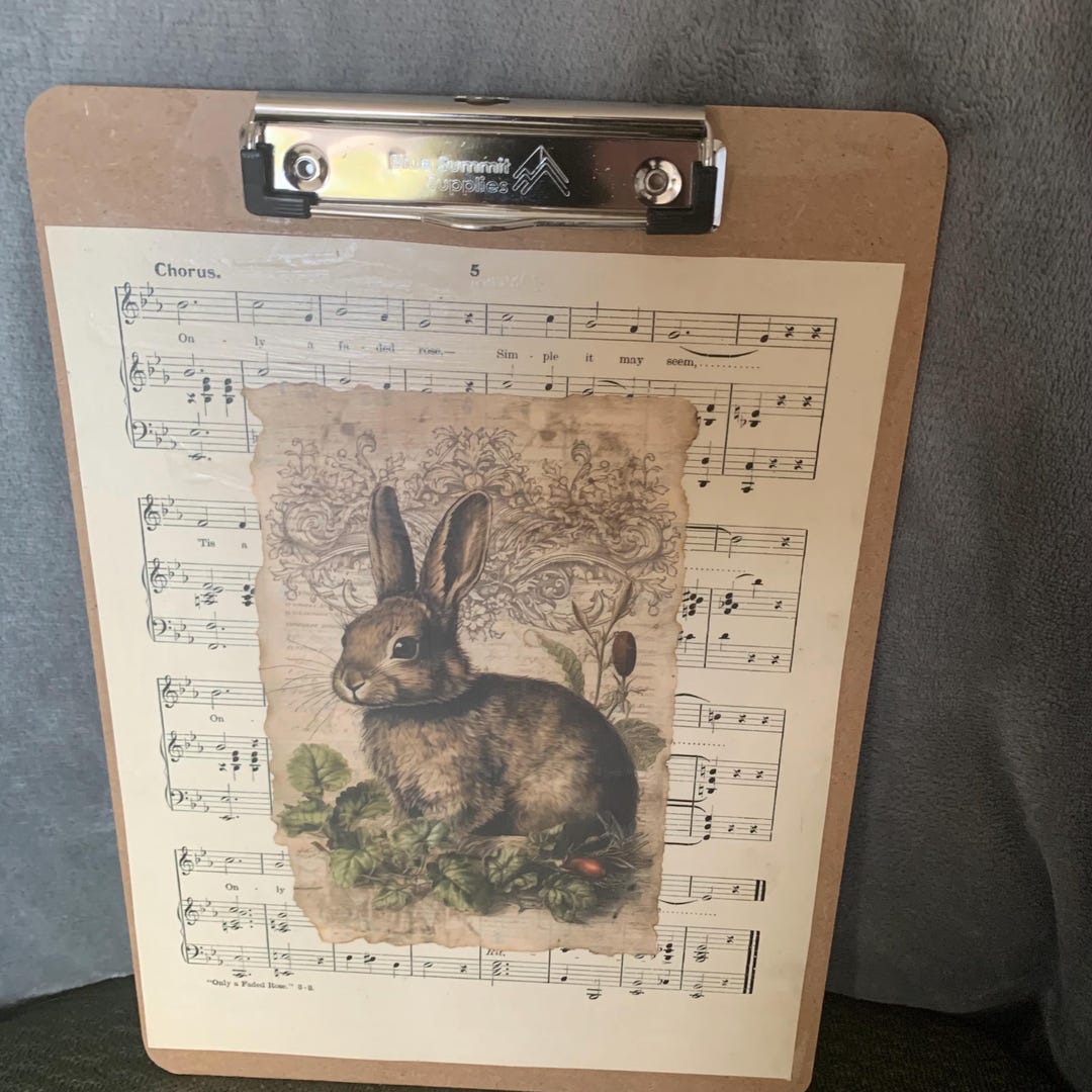 Woodland Old World Rabbit Bunny Holly Glen IOD Transfer OOAK Art ...