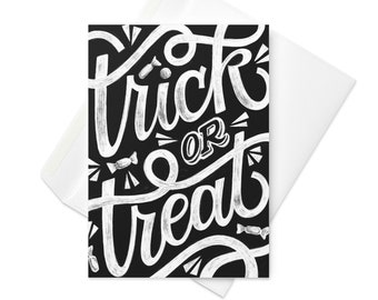 Halloween Candy Trick or Treat Yoself Blank Greeting Card Illustrated ...